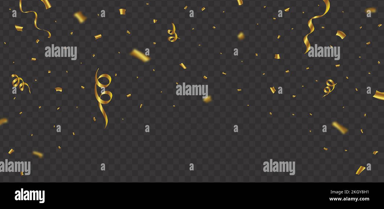 Golden confetti and ribbon falling illustration. Golden confetti and ribbon falling isolated on ...