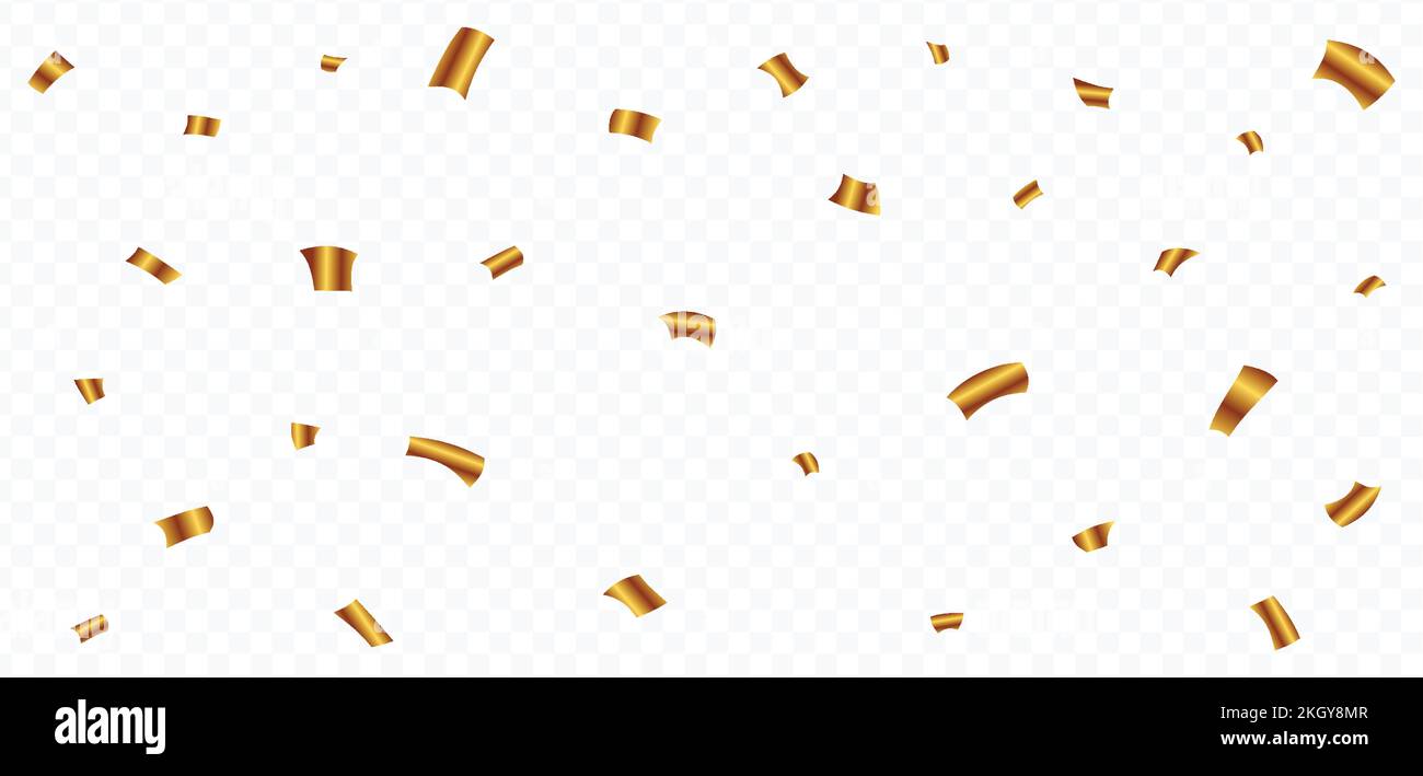 Golden confetti and tinsel falling isolated on dark background ...
