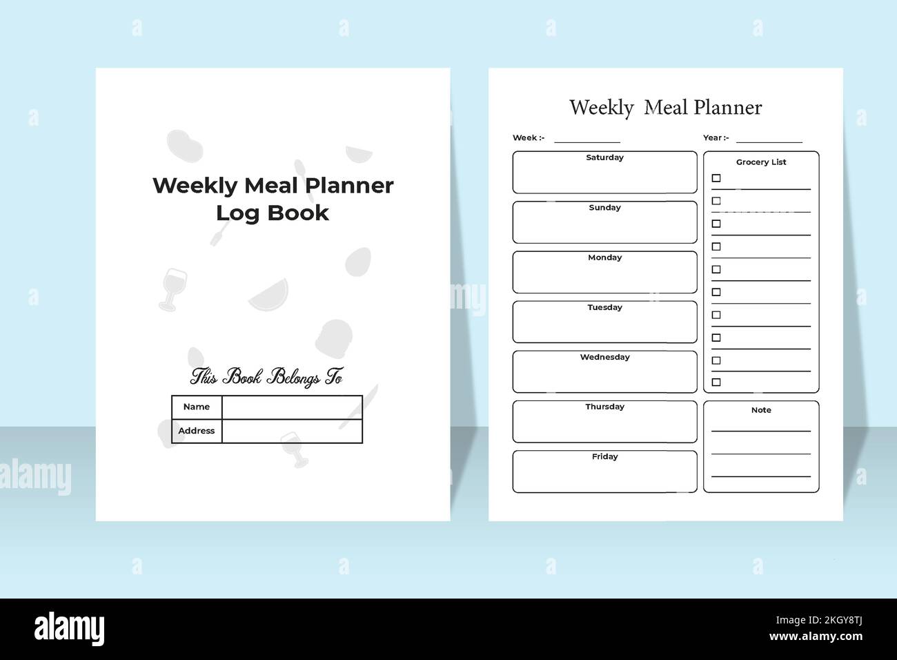 KDP interior weekly meal planner logbook. KDP interior meal planner ...