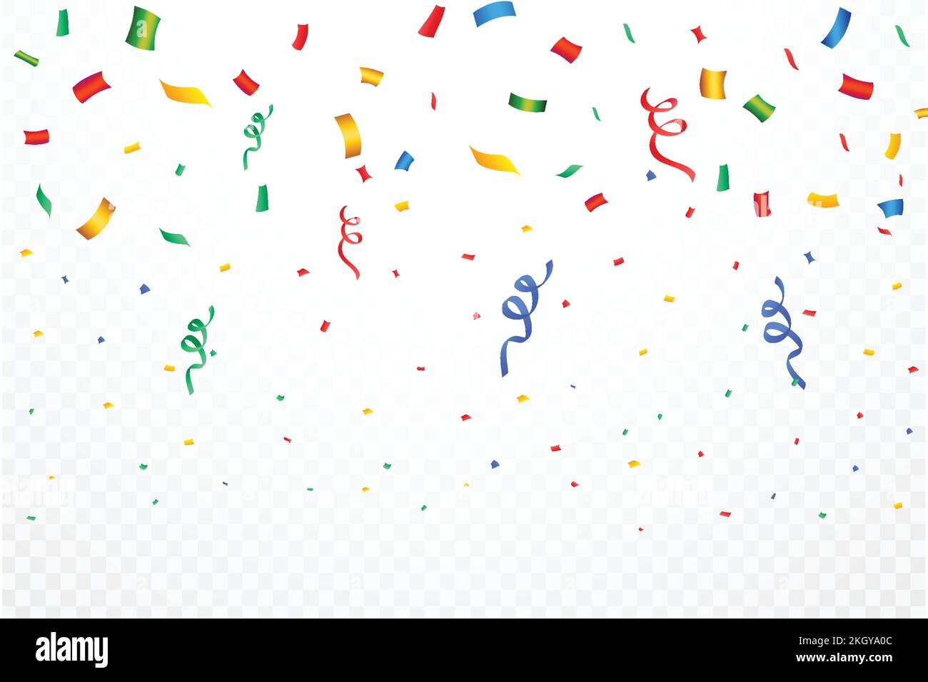 Realistic confetti background vector. Multicolor celebration confetti ribbon falling ...