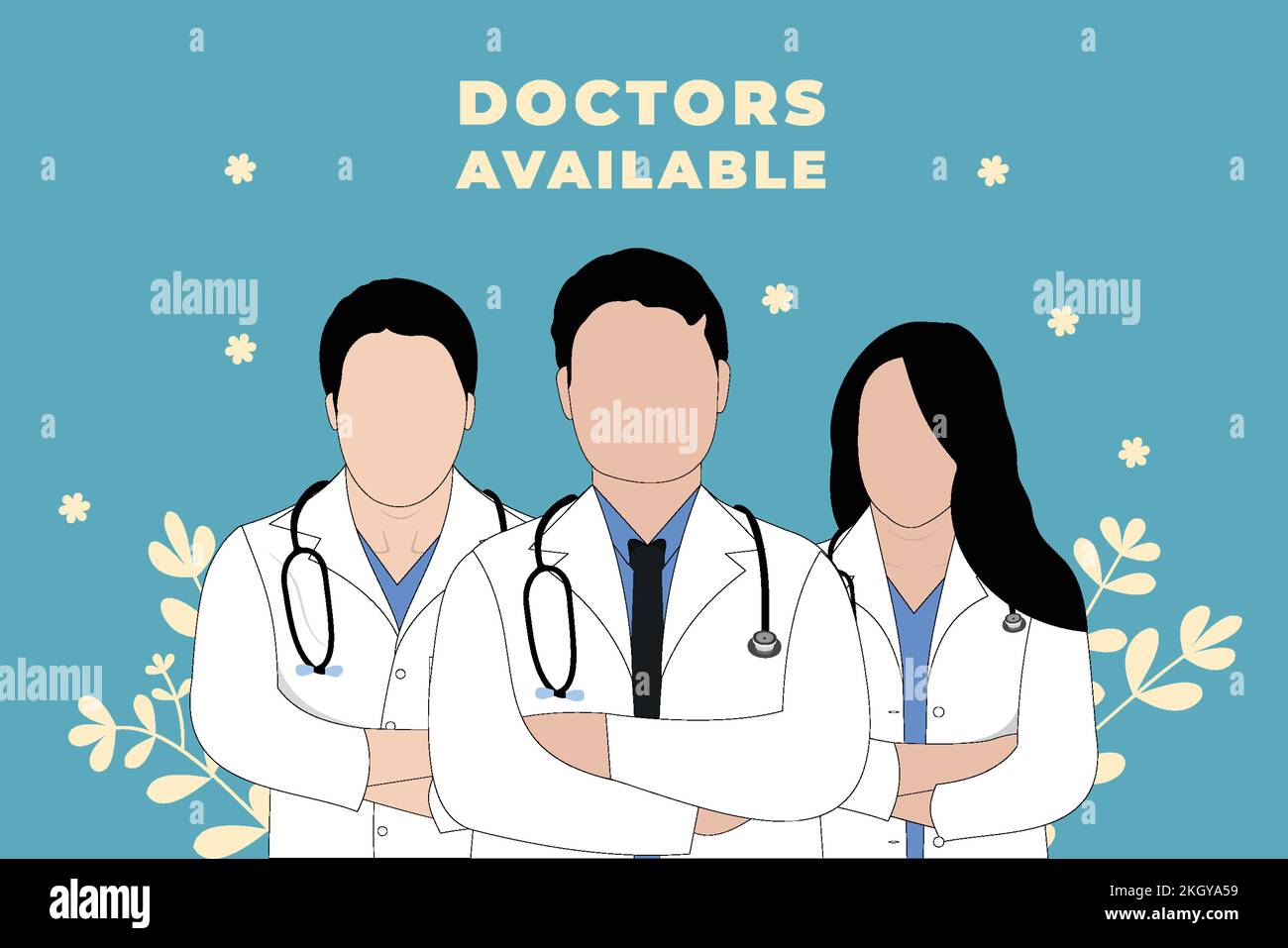 Medical doctor line art. Male and female doctor flat design. Doctor ...