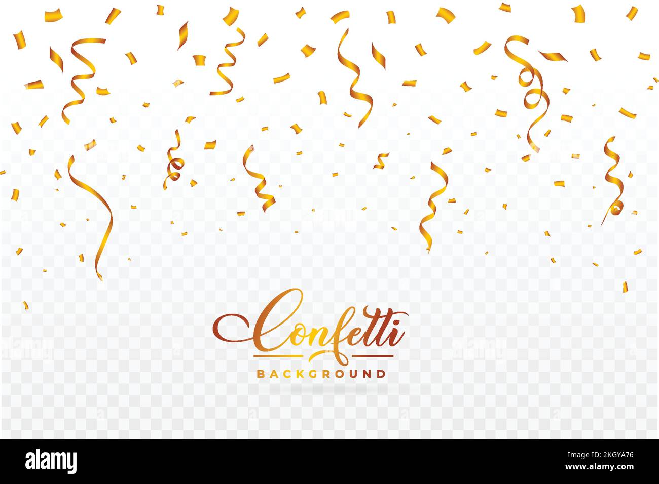 Confetti vector for the carnival background. Golden party ribbon and ...