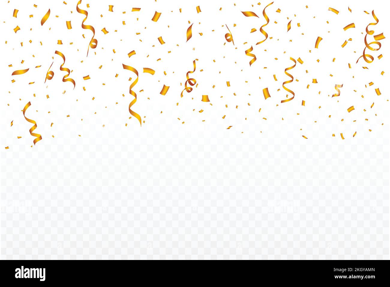 Confetti vector for the festival background. Golden party element ribbon and confetti falling ...