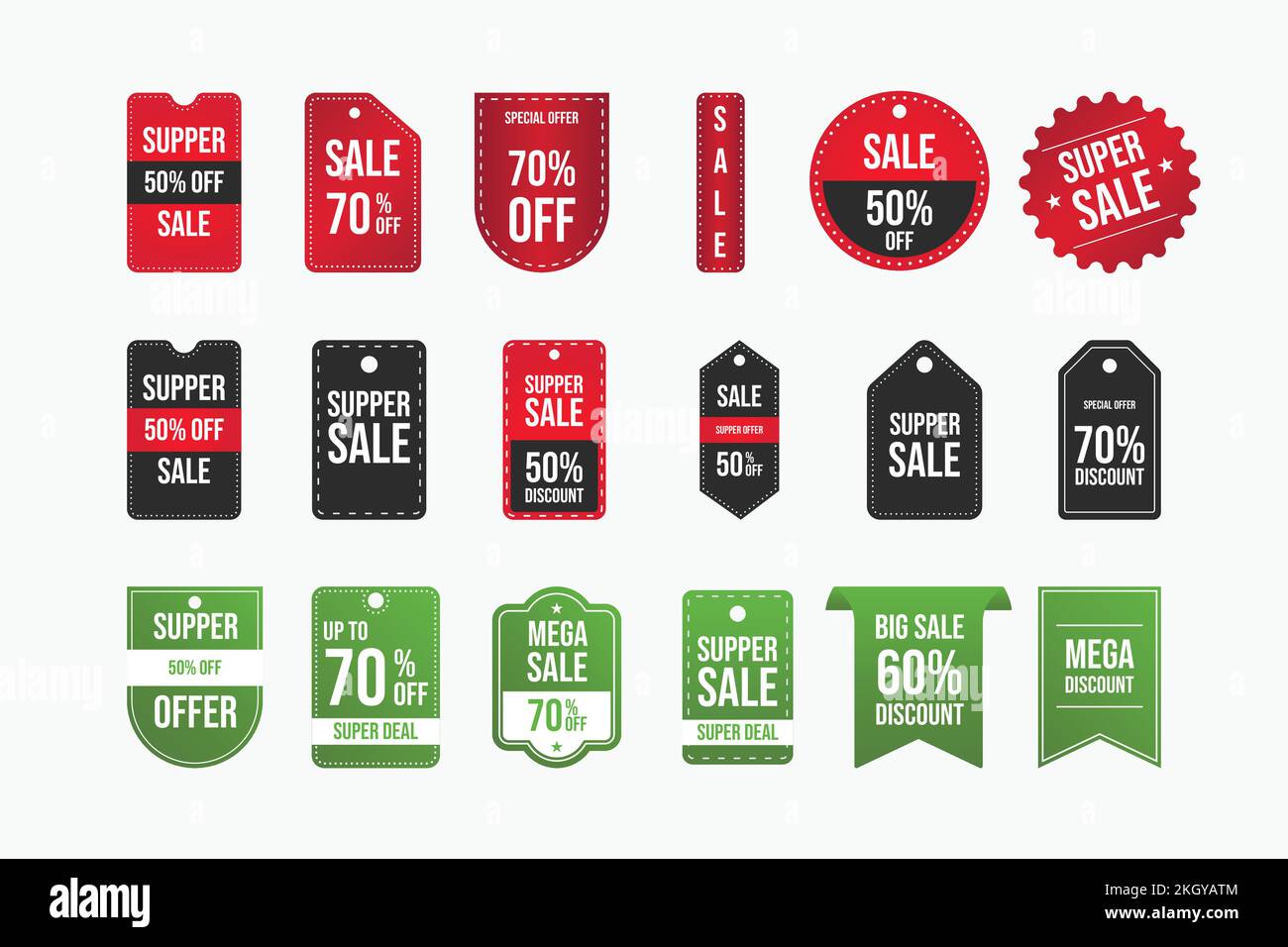 Super offer sale badge collection with green, black, and red color ...