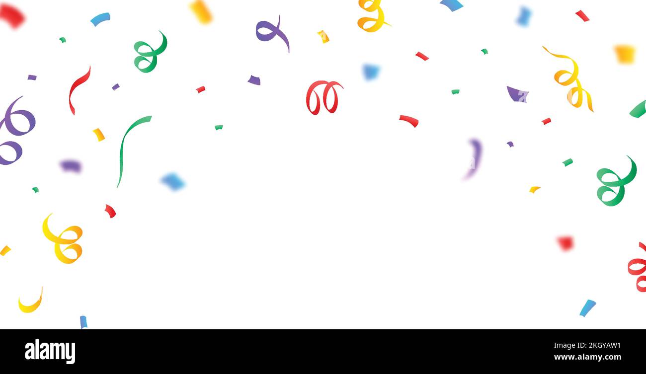 Colorful confetti and ribbon falling vector. Party confetti and Ribbon falling isolated on white ...