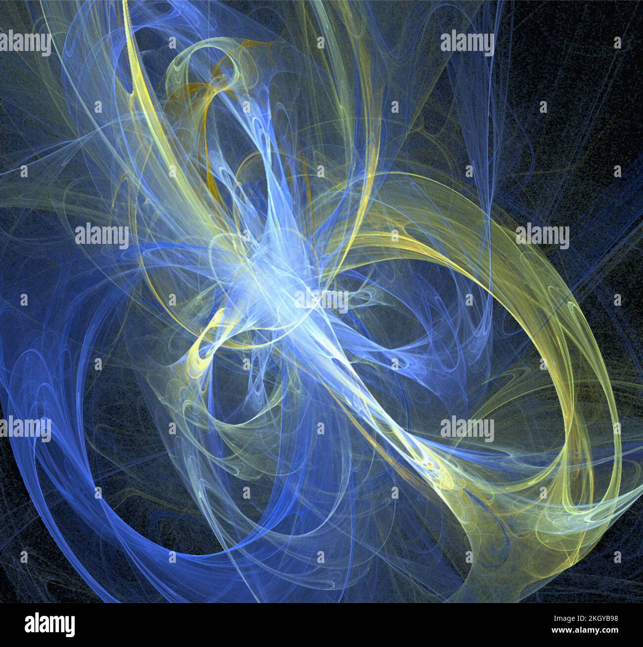 abstract blue-yellow luminous pattern on black background, design ...