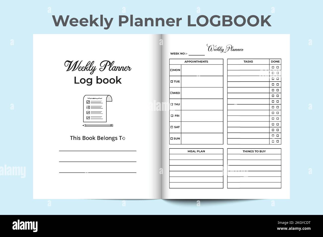 KDP interior weekly planner log book. Weekly work list journal template ...