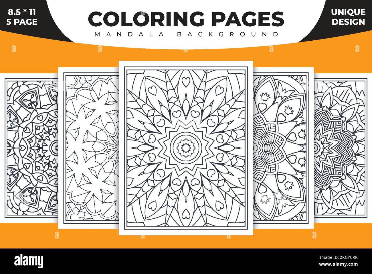 Flower mandala KDP interior line art vector. Mandala pattern set ...