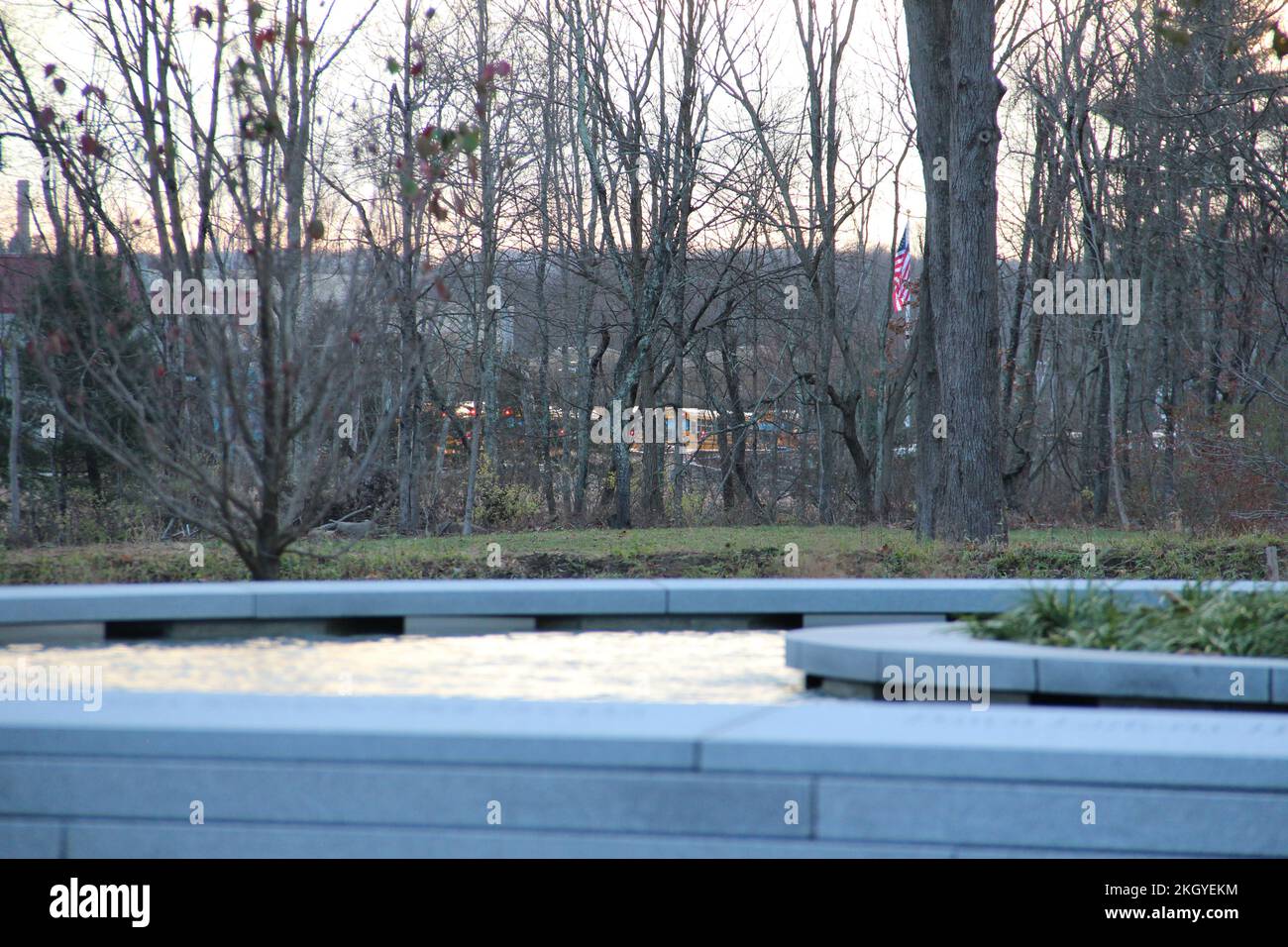 The Sandy Hook Memorial in Sandy Hook, Newtown, CT, after sundown on ...