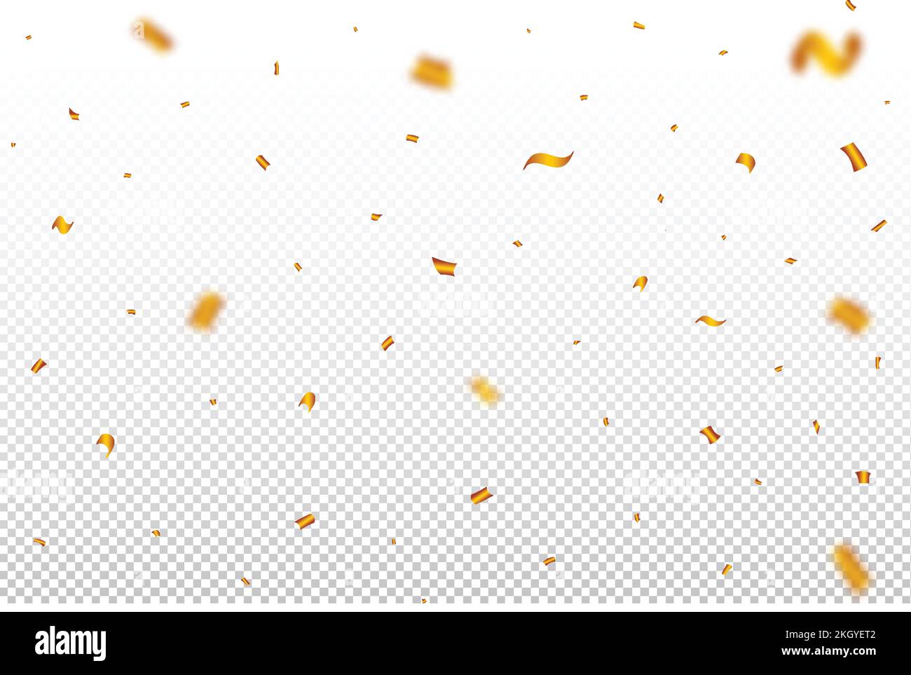 Golden confetti and ribbon falling illustration for birthday. Festival ...