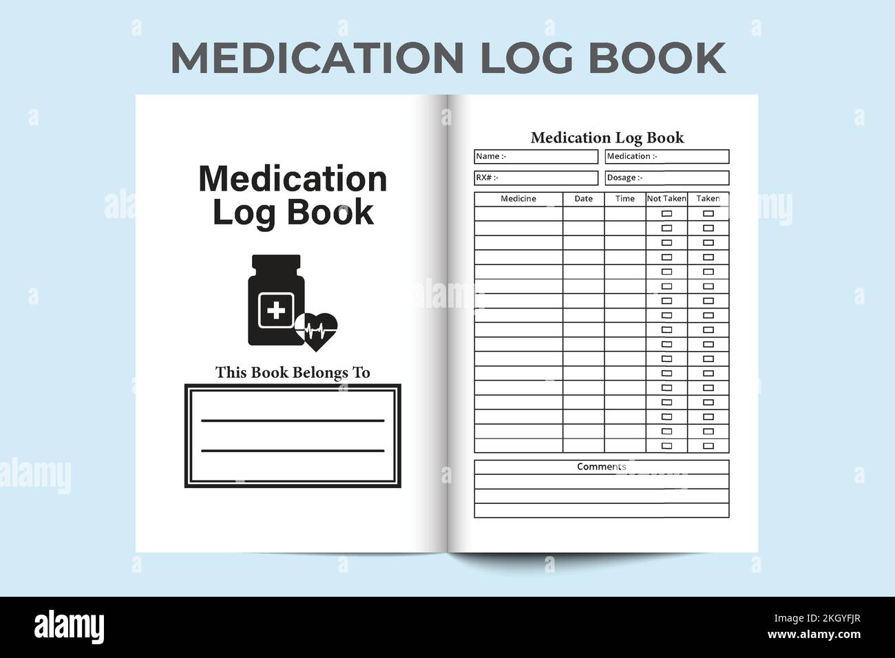 Medication KDP interior notebook. Medicine information and time tracker ...