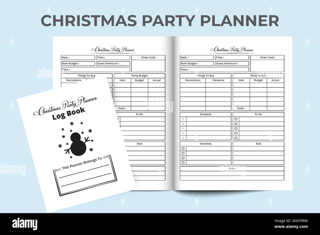 Christmas party planner logbook KDP interior. Xmas celebration party ...
