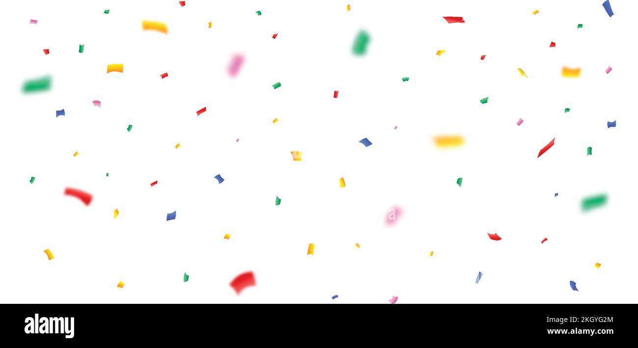 Colorful confetti and tinsel explosion on a white background ...