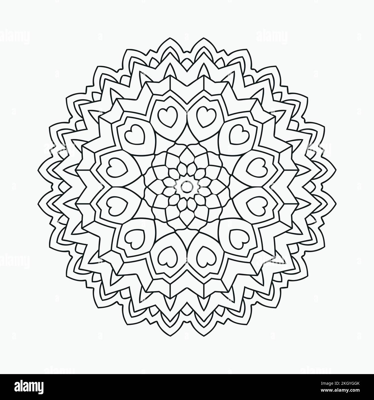 Doodle mandala line art vector. Mandala coloring page pattern design ...