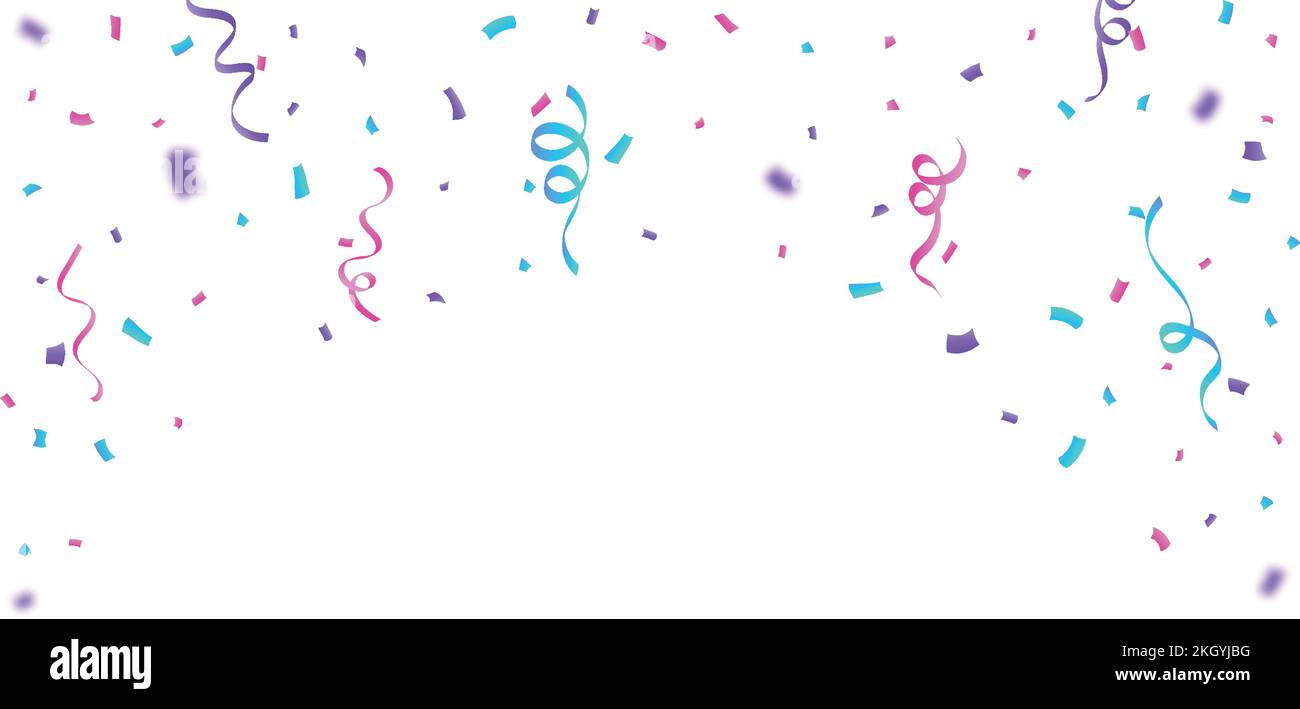 Colorful confetti and ribbon falling vector. Simple confetti and ribbon falling isolated on ...