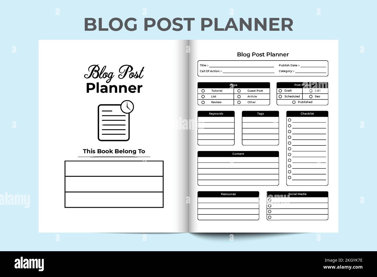 Blog post planner kdp interior vector vectors hi-res stock photography ...
