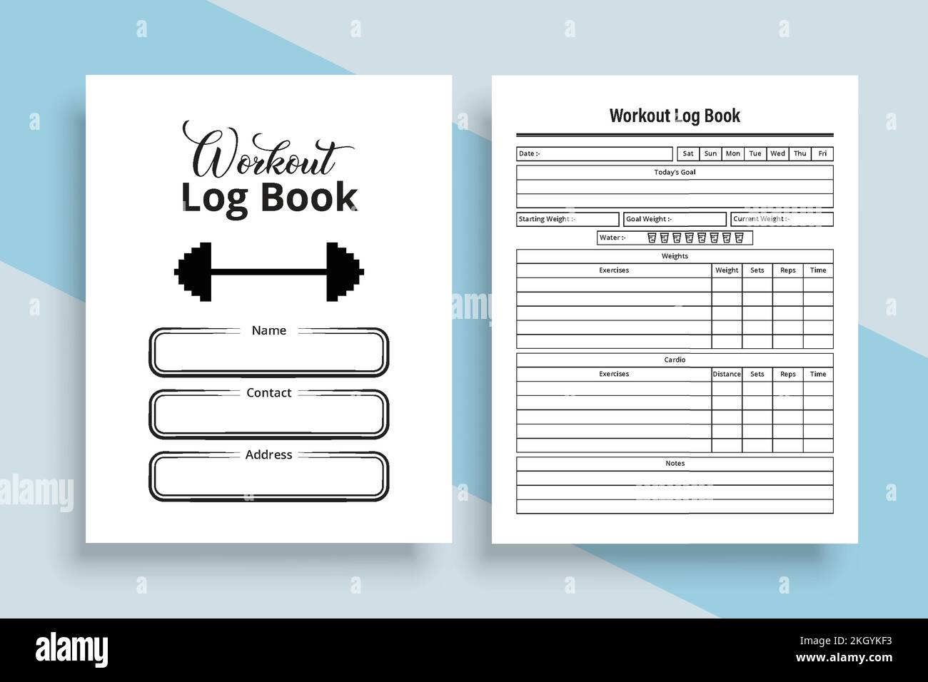 Workout log book KDP interior. Gym workout tracker notebook interior ...