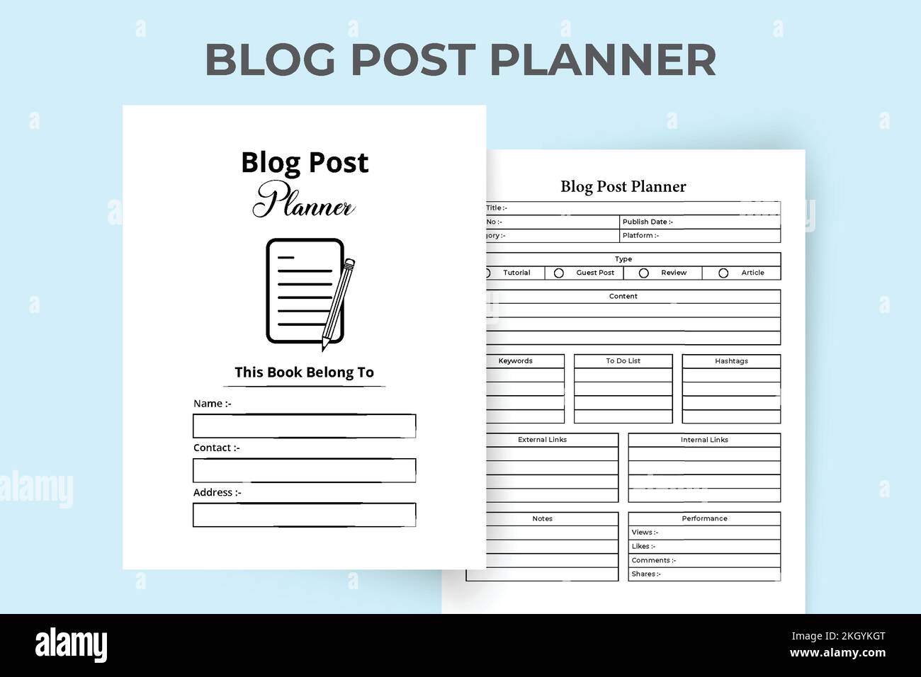 Blog post logbook and task tracker KDP interior. Social media blog ...