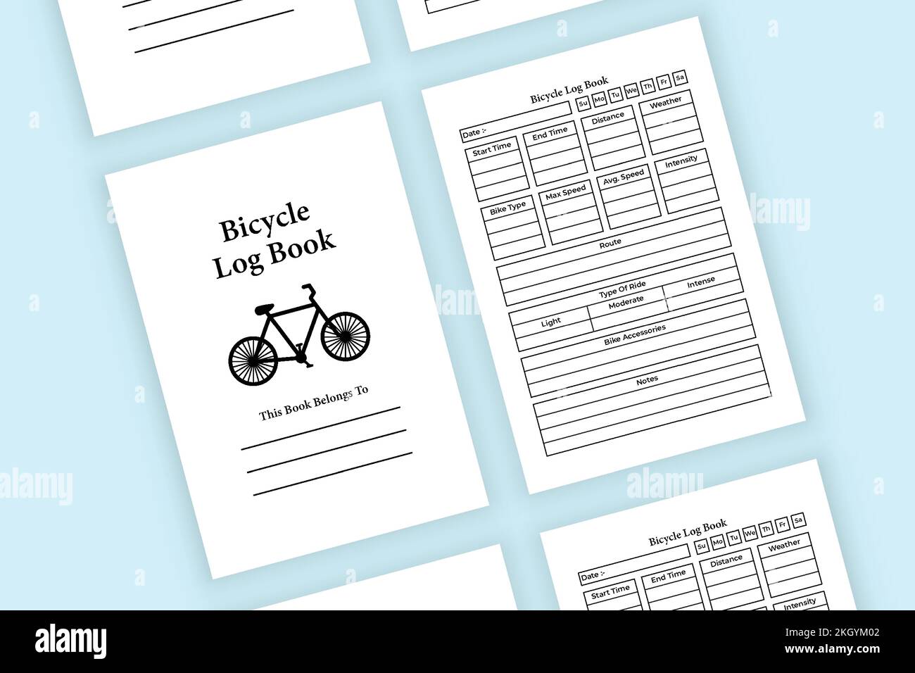 Bicycle log book KDP interior. Bicycle rider information and daily ...