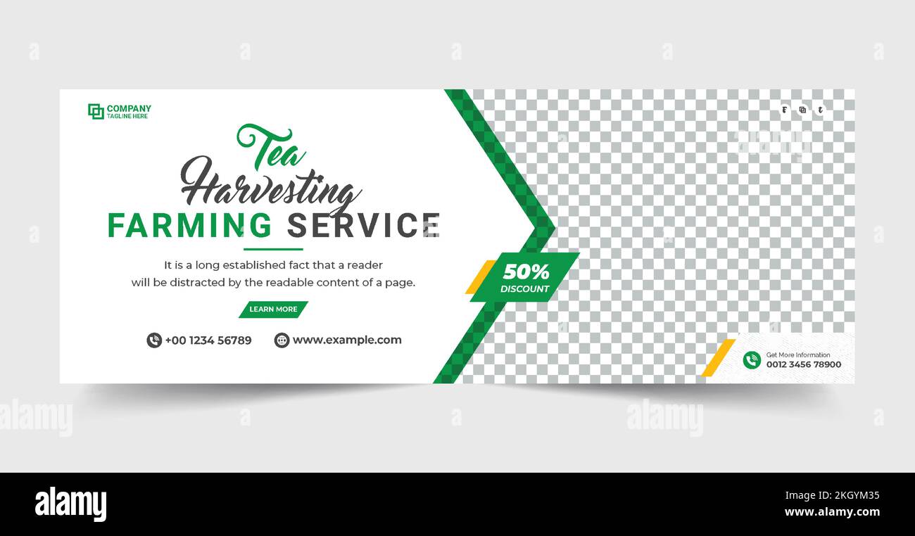 Tea harvesting farming service social media banner. Agro farm template ...