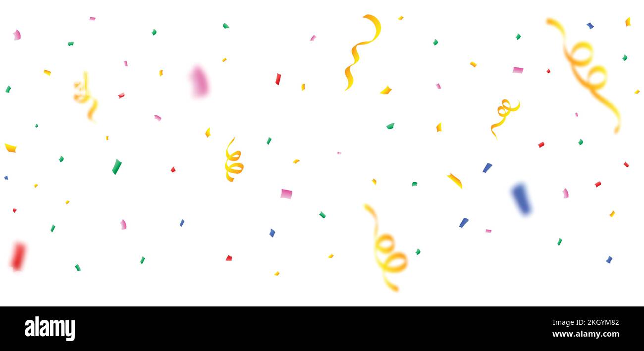 Colorful confetti and ribbon falling. Multicolor confetti and party ...