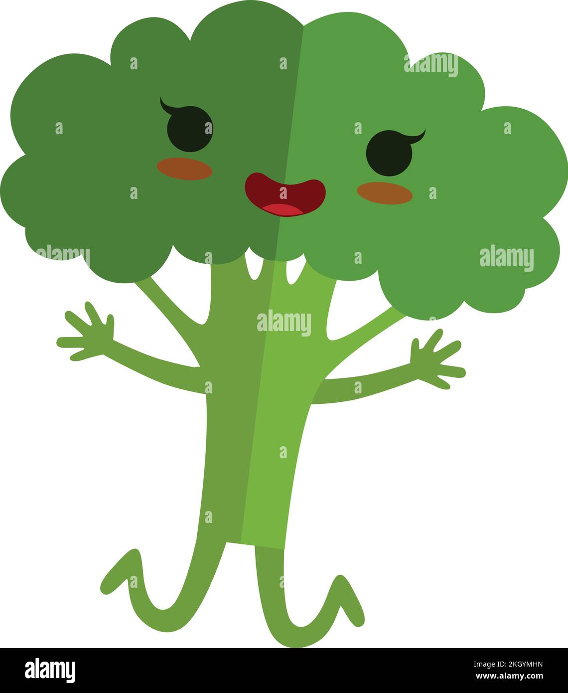Green broccoli laughing. Cartoon vegetable with kawaii face Stock ...