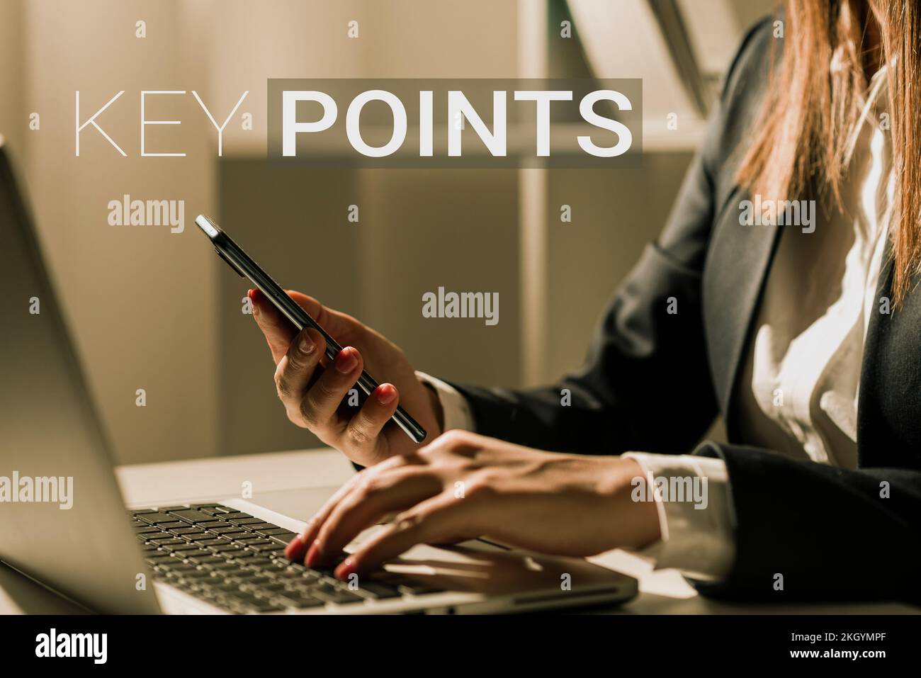 Text caption presenting Key Points. Word for most important piece of ...