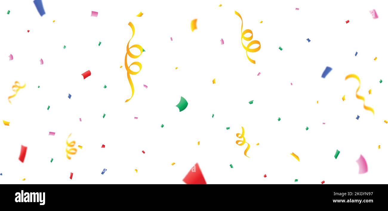 Colorful confetti and ribbon falling. Multicolor confetti and party ...