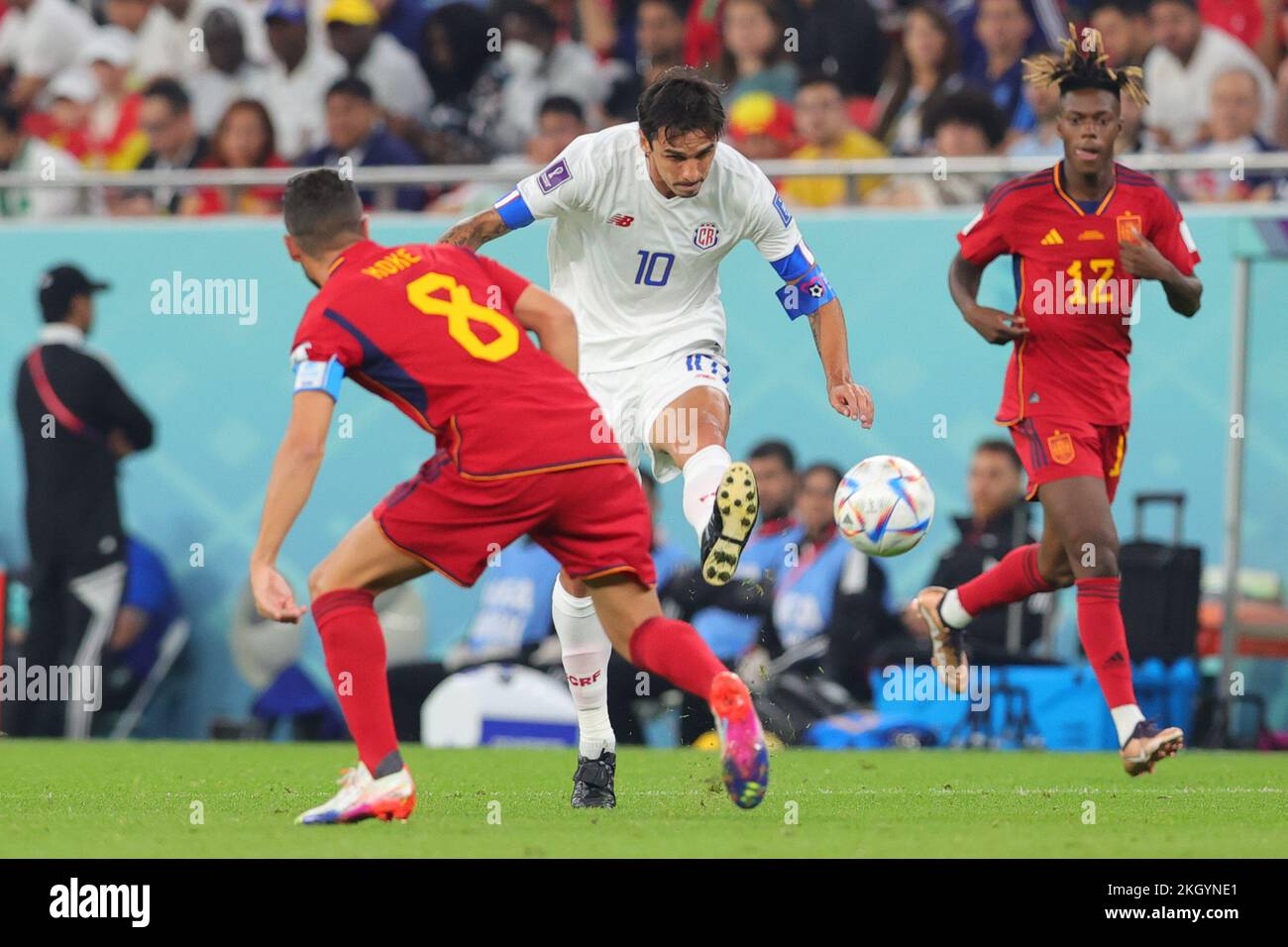 Doha, Qatar. 23rd Nov, 2022. Bryan Ruiz of Costa Rica passes the ball during the FIFA World Cup ...