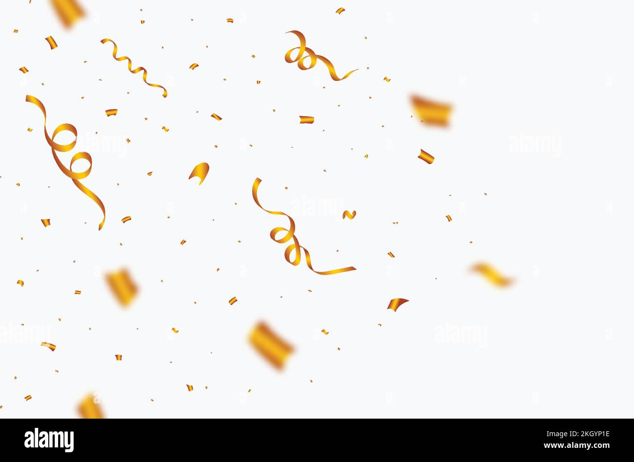 Golden confetti and ribbon blast illustration. Carnival celebration ...