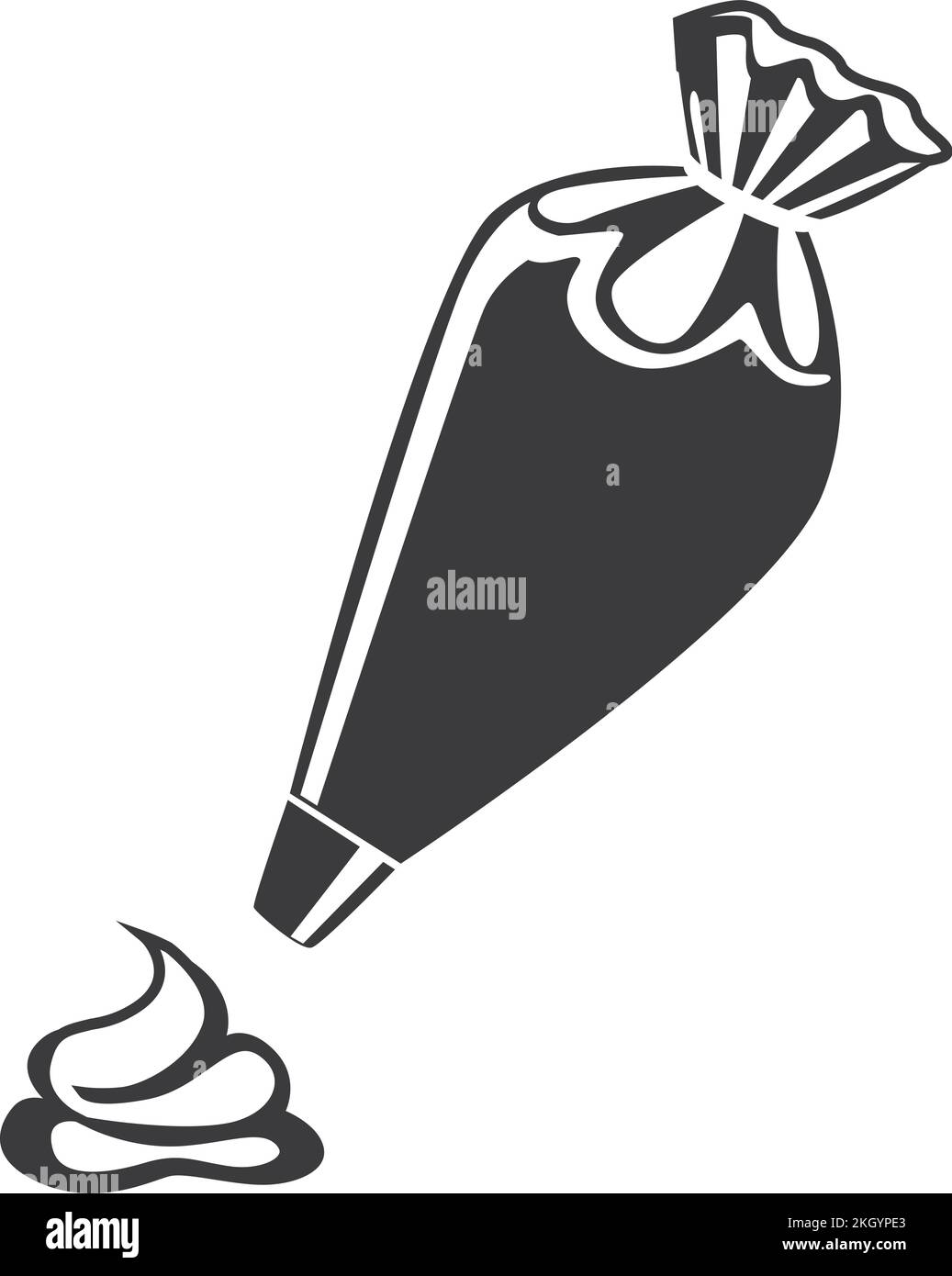 Piping bag with cream swirl. Icing tool icon Stock Vector Image & Art ...