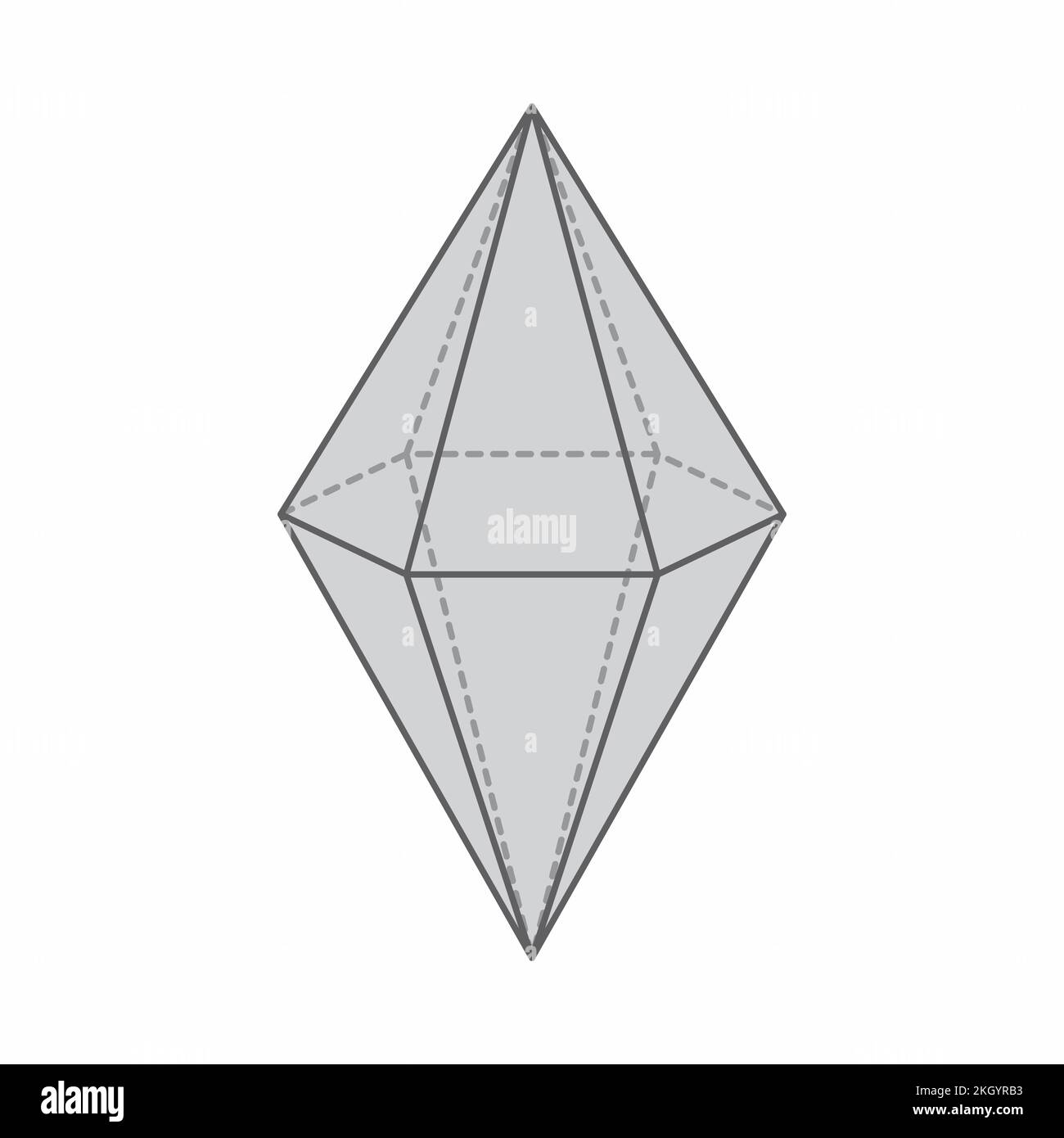 Hexagonal bipyramid, 3D geometric shape isolated on white background ...