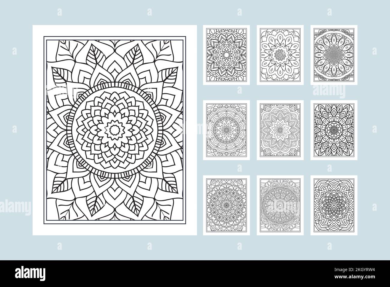 Flower mandala pattern bundle for coloring pages KDP interior. KDP ...