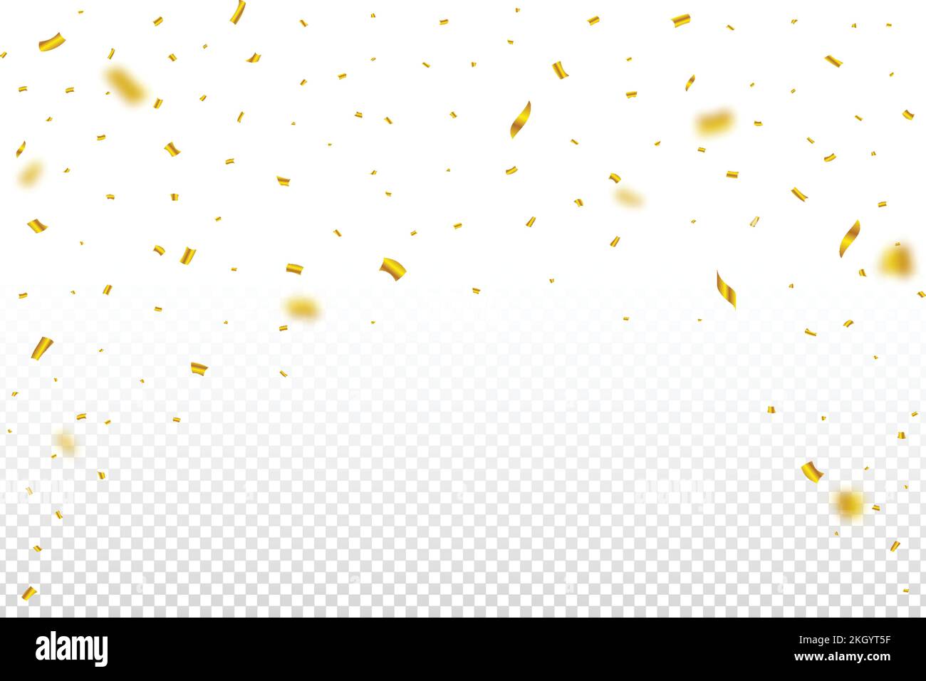 Golden confetti falling isolated on transparent background. Carnival elements. Confetti vector ...