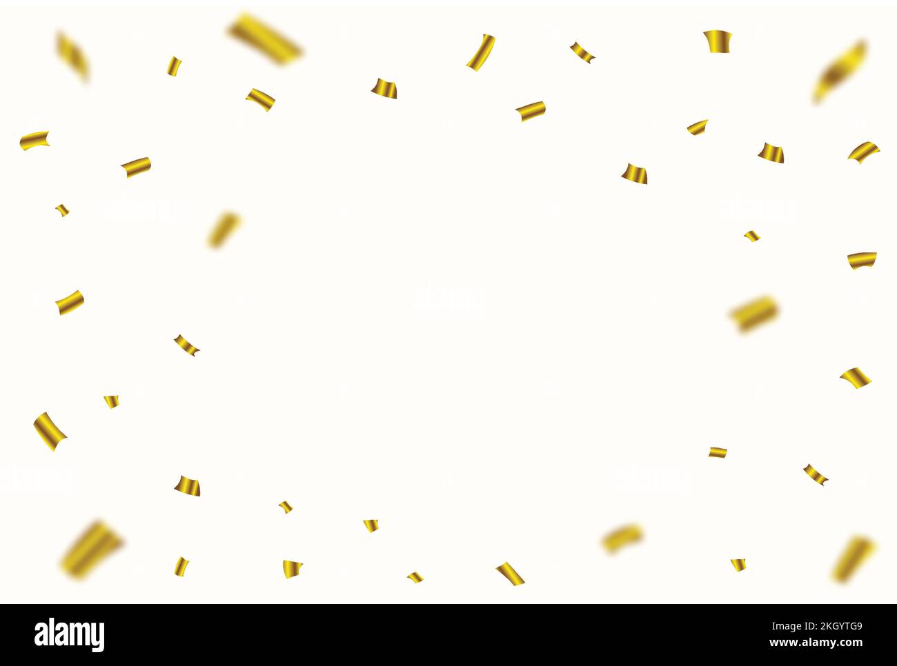 Golden confetti falling frame isolated on white background. Festival ...