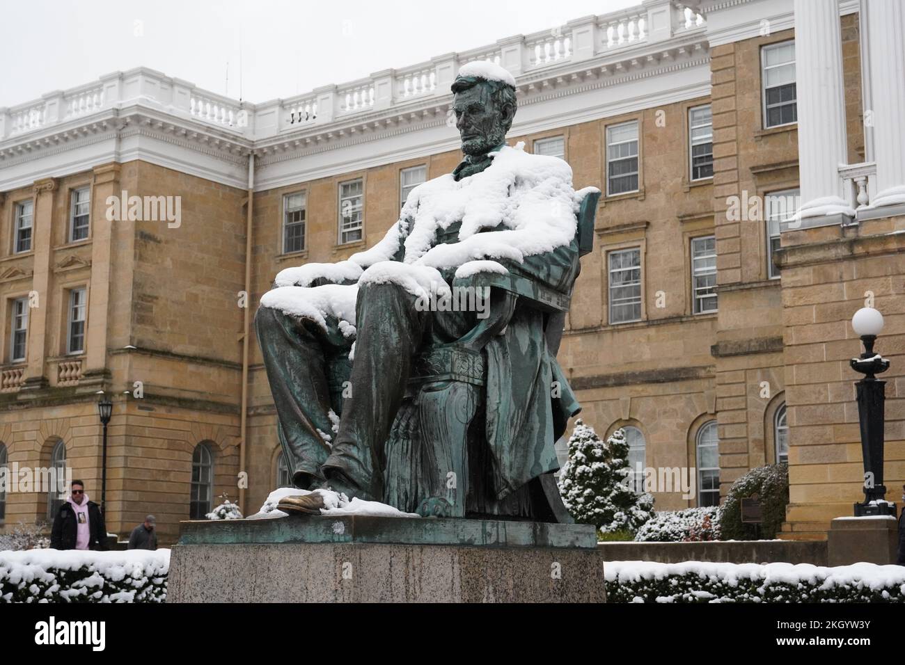 A statue of Abraham Lincoln at Bascom Hall at the University of ...