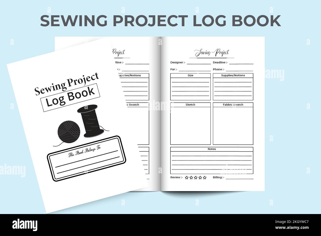 Sewing project log book KDP interior. Sewing store information and ...