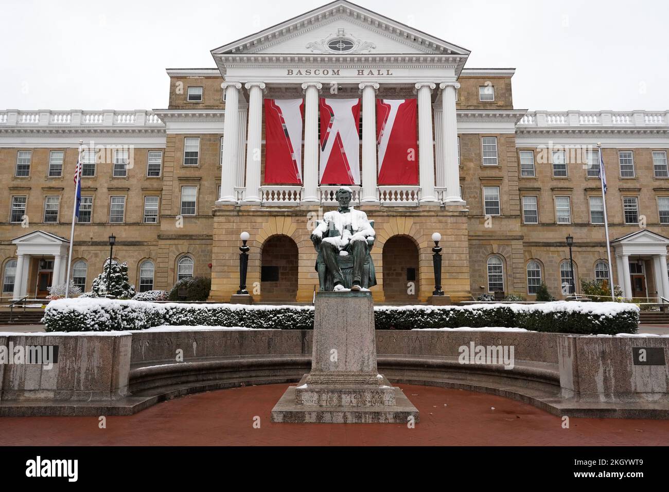 A statue of Abraham Lincoln at Bascom Hall at the University of ...