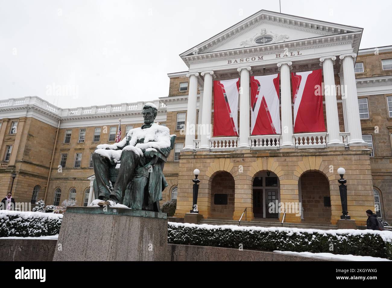 A statue of Abraham Lincoln at Bascom Hall at the University of ...