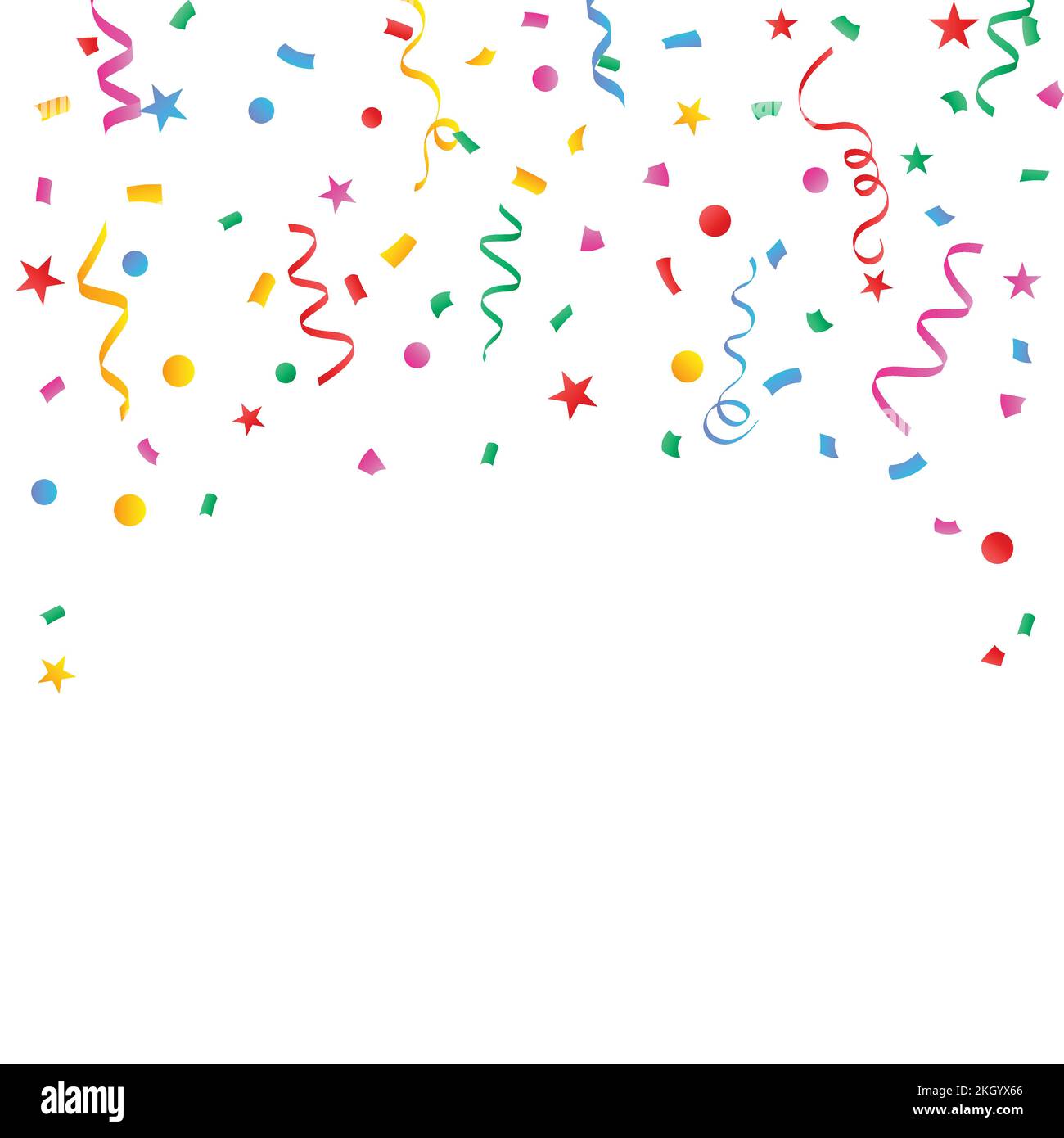 Colorful Party confetti and Ribbon falling isolated on white background ...