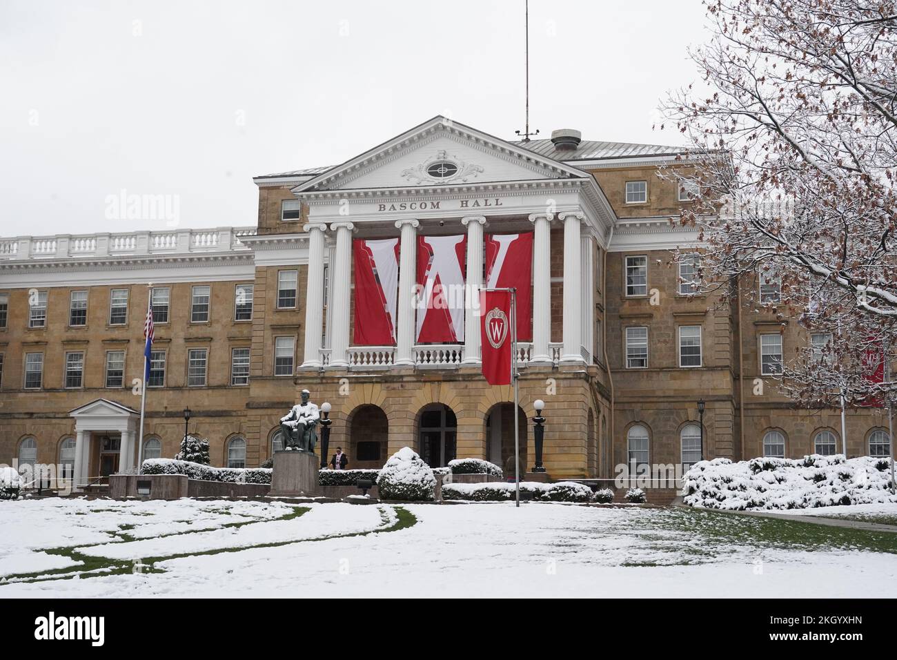 A statue of Abraham Lincoln at Bascom Hall at the University of ...