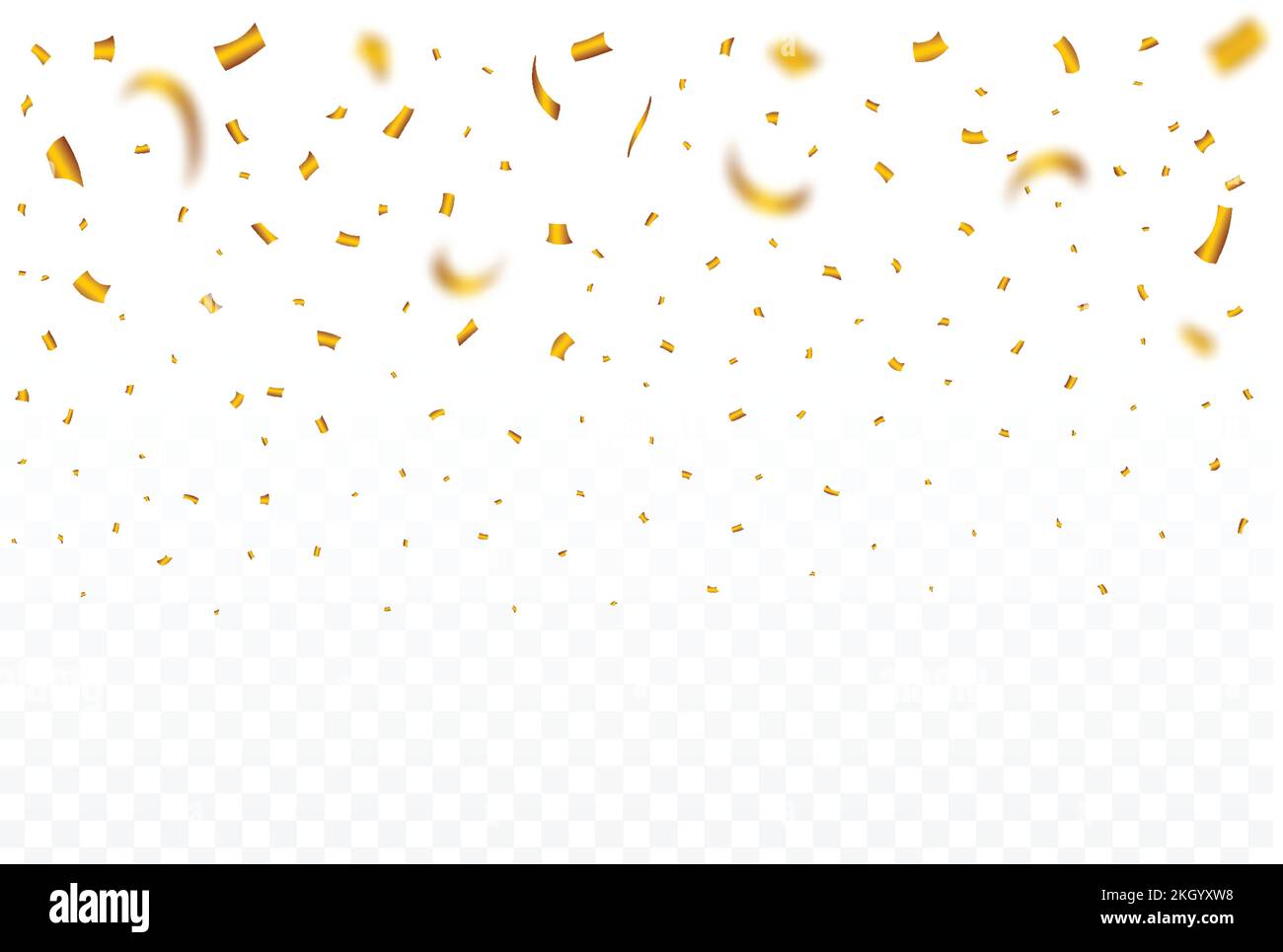 Golden confetti falling isolated on transparent background. Confetti falling illustration ...