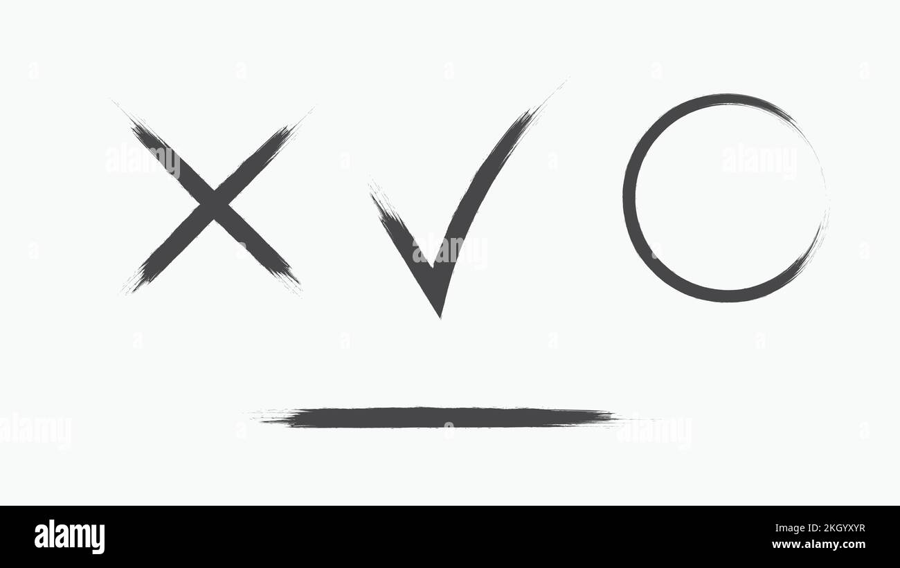 Correct, cross, and circle icon brush effect. Doodle check marks. hand ... Correct, cross, and circle icon brush effect. Doodle check marks. hand ...