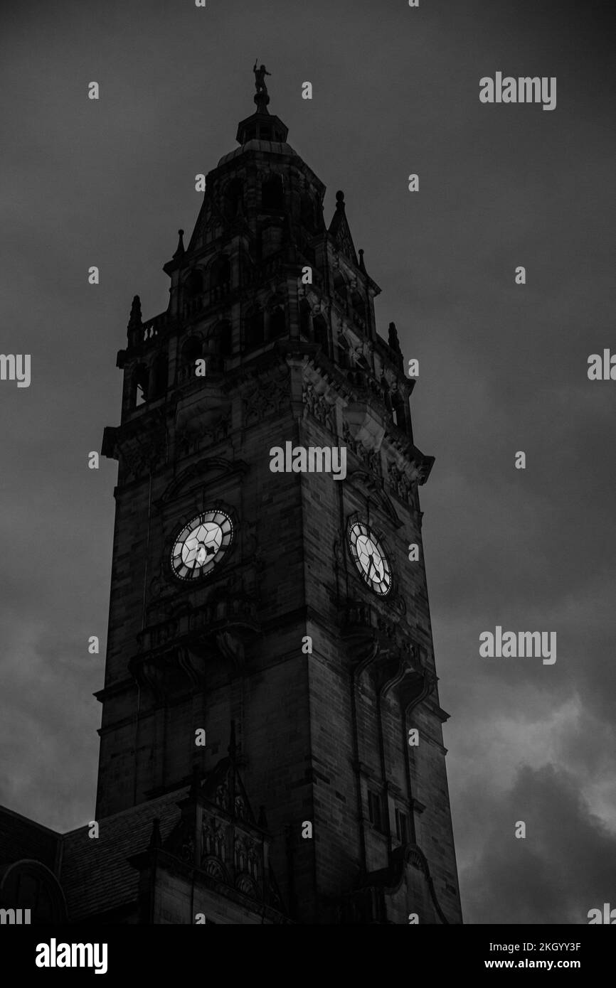 Black and white clock tower Stock Photo - Alamy