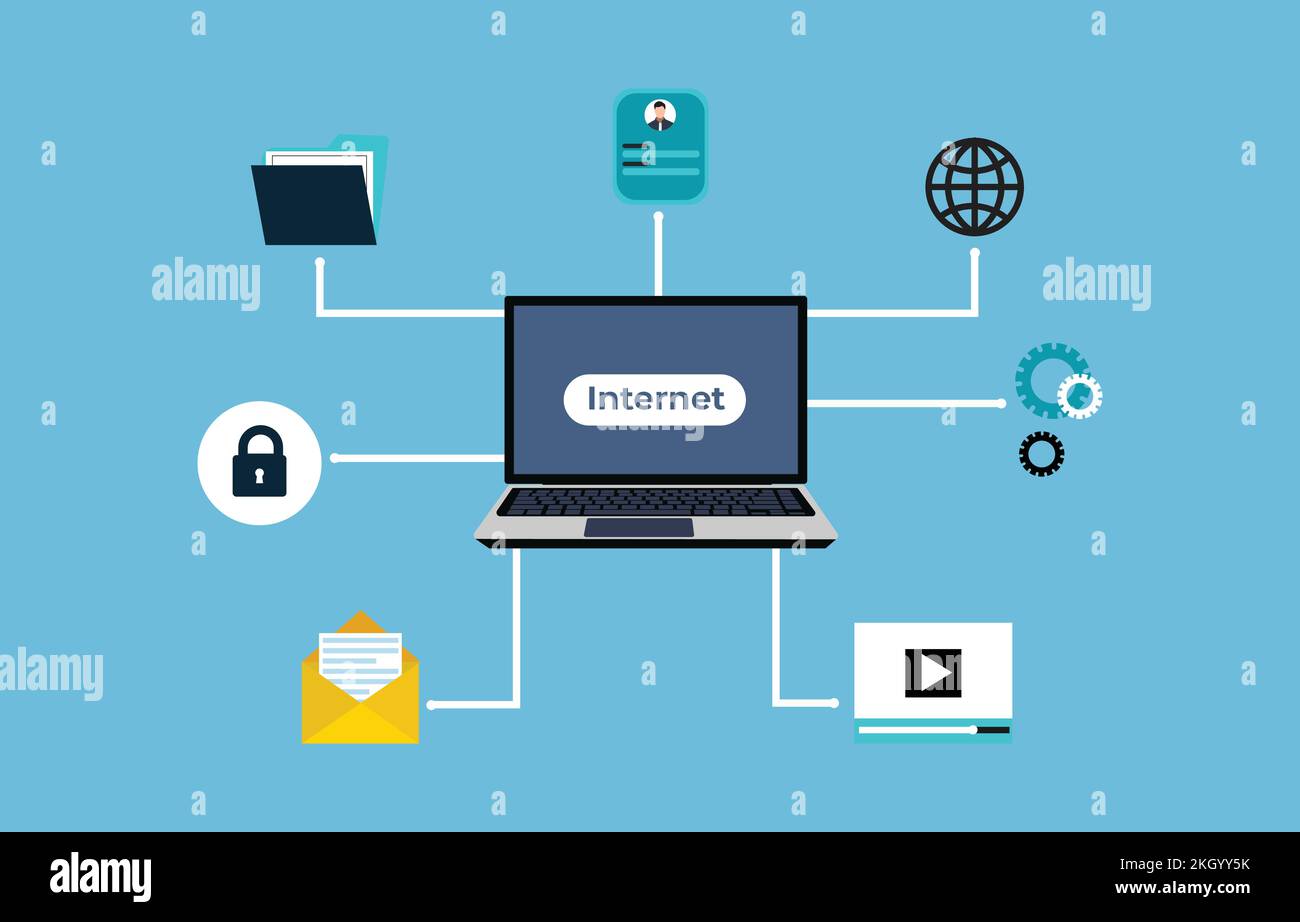Internet service and network connection concept vector. Online file ...