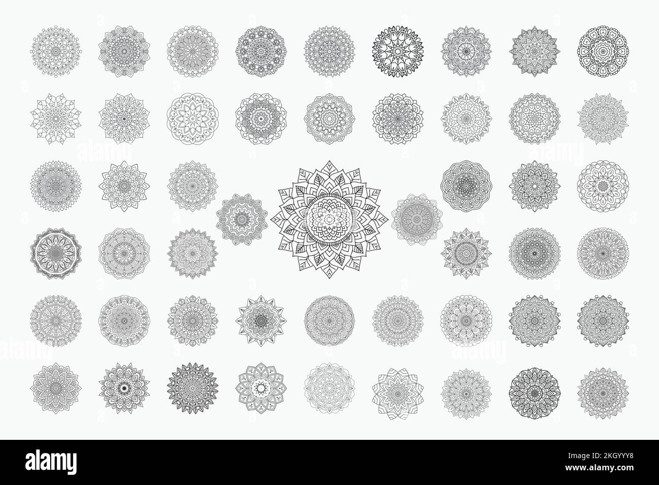 Mandala flower ornament bundle in Arabic pattern. Doodle mandala ...