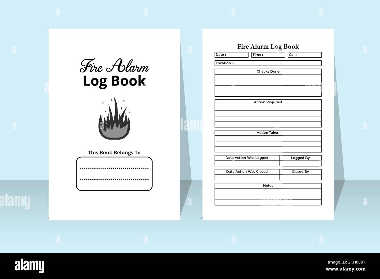 Fire alarm notebook KDP interior. Fire department information checker ...