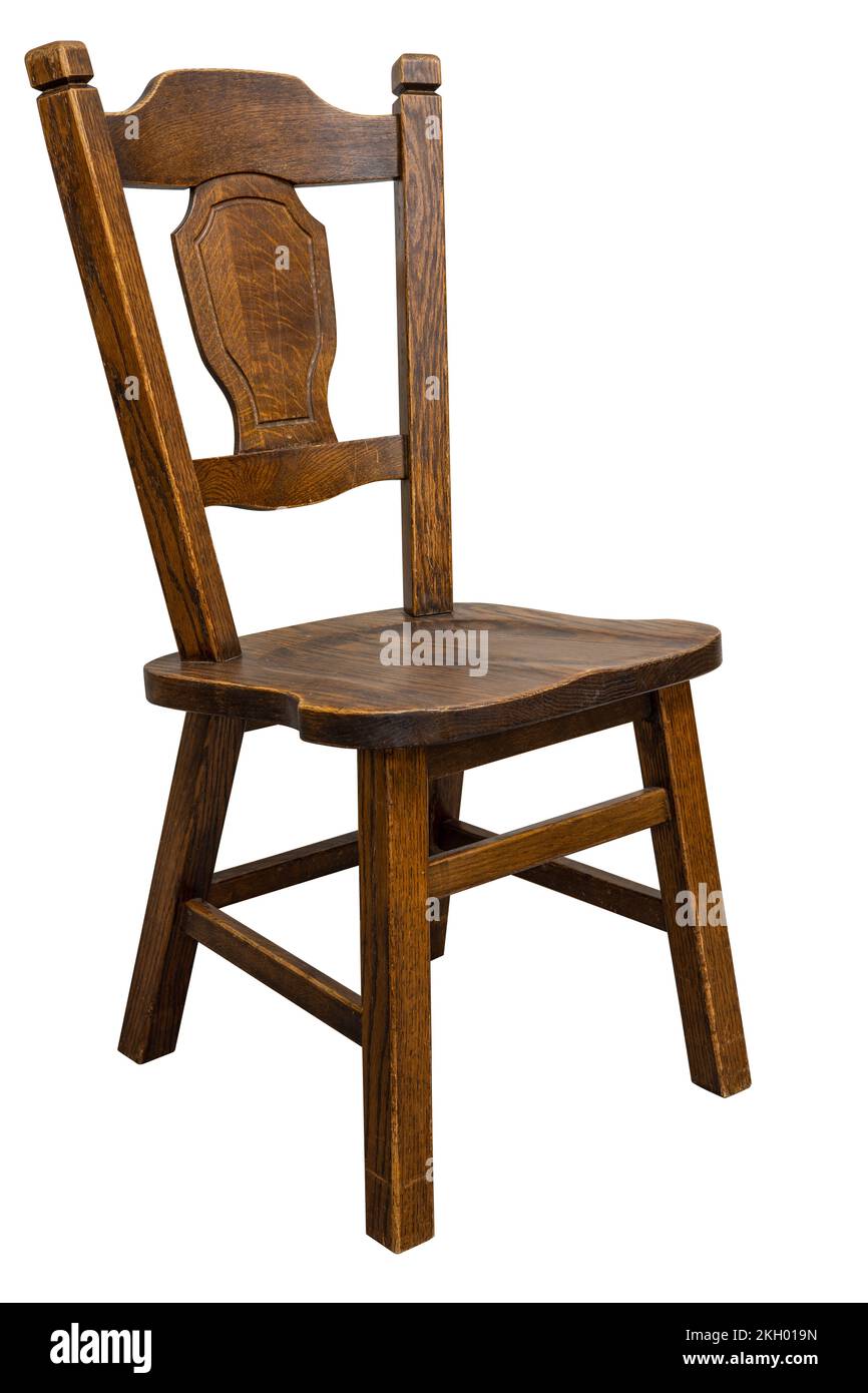 Vintage old Oak antique Chair isolated on white background Stock Photo ...