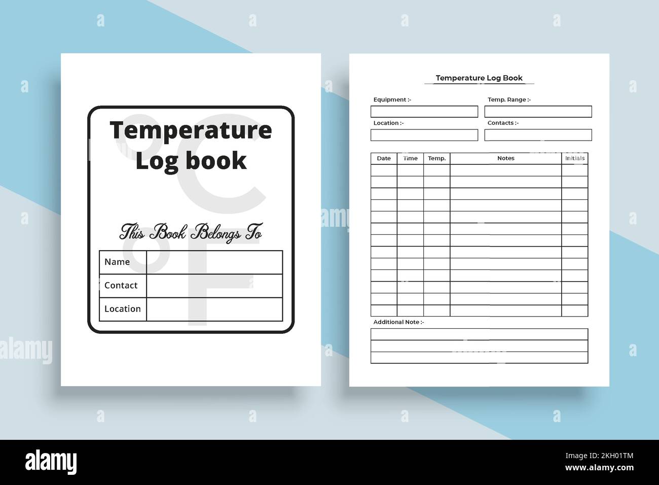 KDP interior of a temperature log book. Patient fever temperature and ...