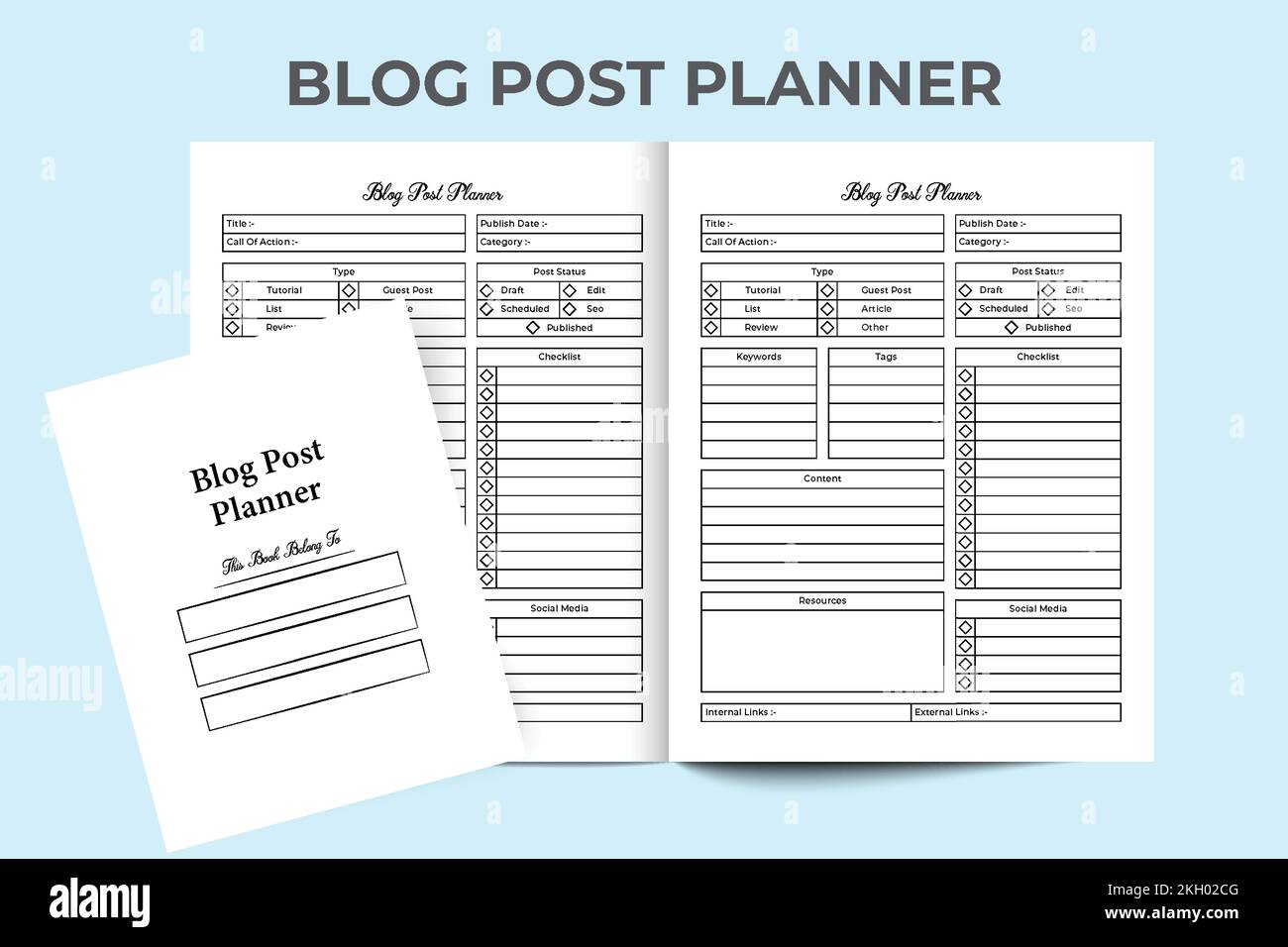Blog post planner kdp interior vector vectors hi-res stock photography ...